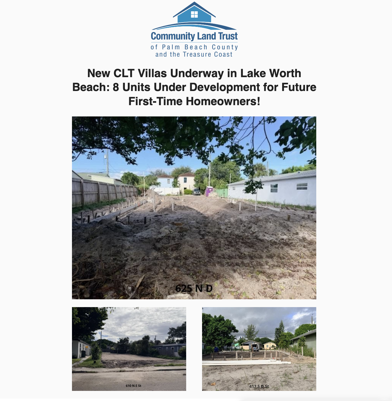 New CLT Villas Underway in Lake Worth Beach